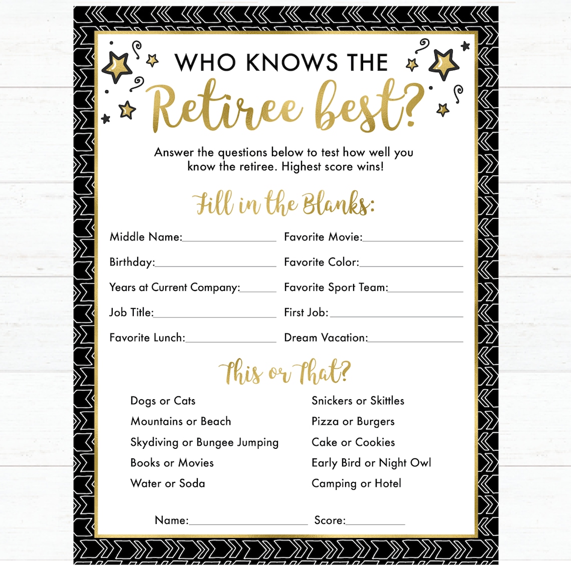 Retirement Party Games Printable | Who Knows the Retiree Best Game ...
