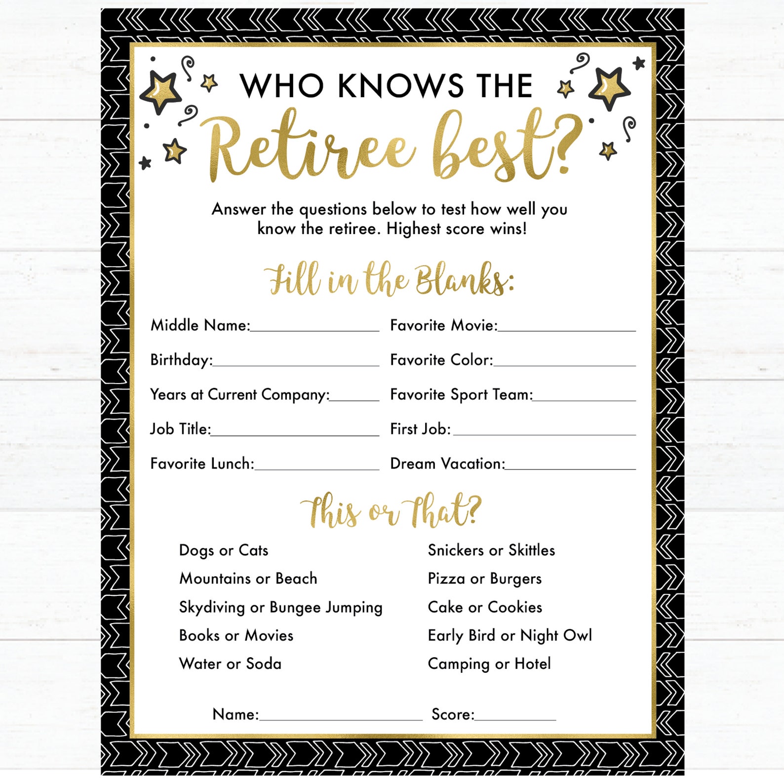 Retirement Party Games Printable | Who Knows the Retiree Best Game ...