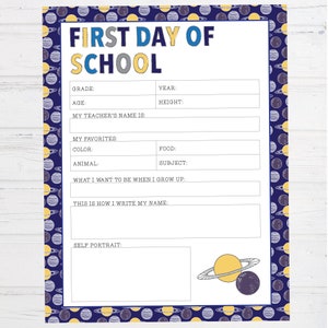 First Day of School Questionnaire | INSTANT Download | Worksheet | Back ...