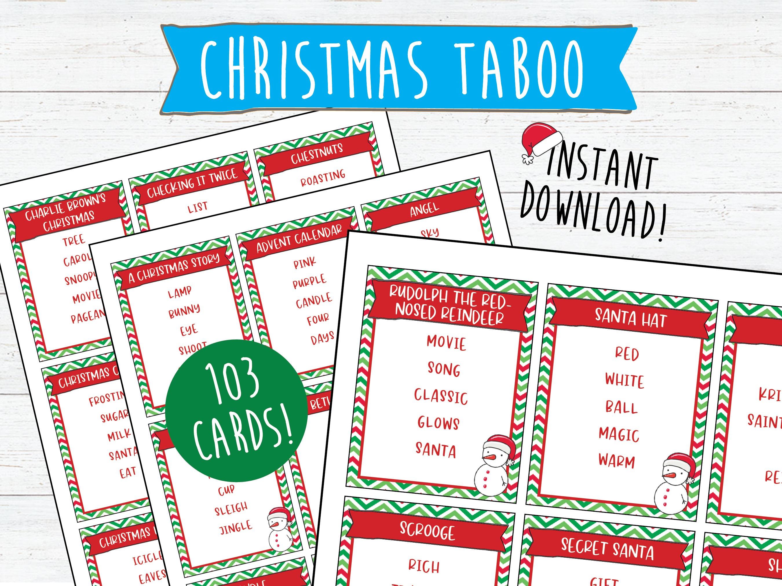 Christmas Taboo Game | 103 Cards With Christmas Themed Words and ...