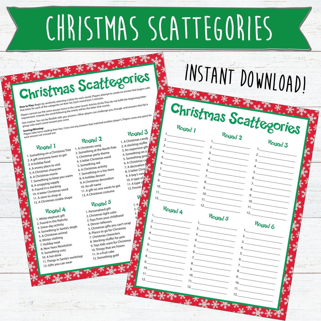 Christmas Scattegories | Christmas Party Games | INSTANT Download ...