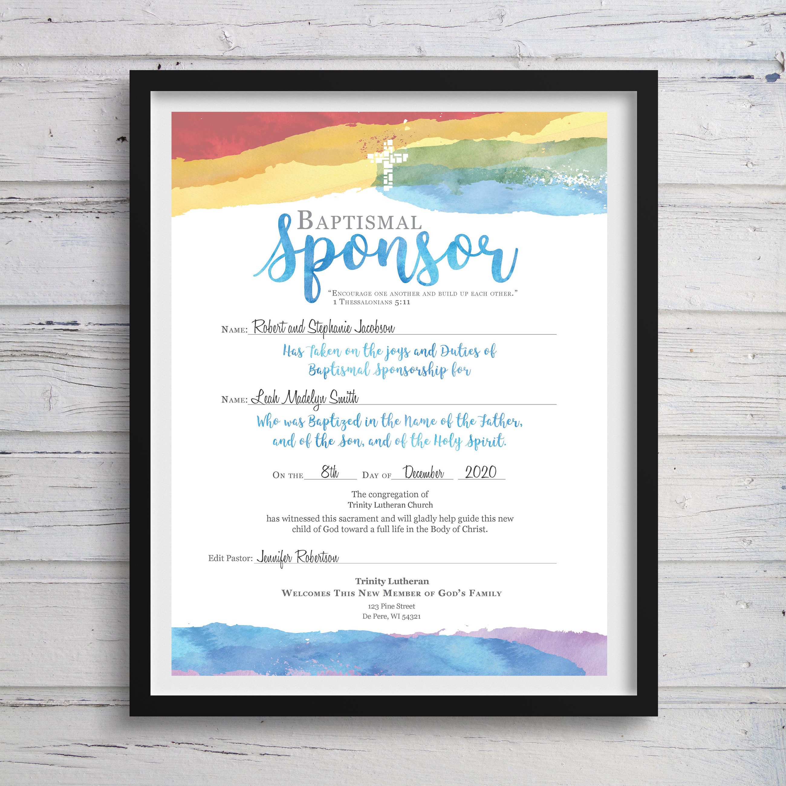 Baptismal Sponsor Certificate | Rainbow | Instant Download | Edit and ...