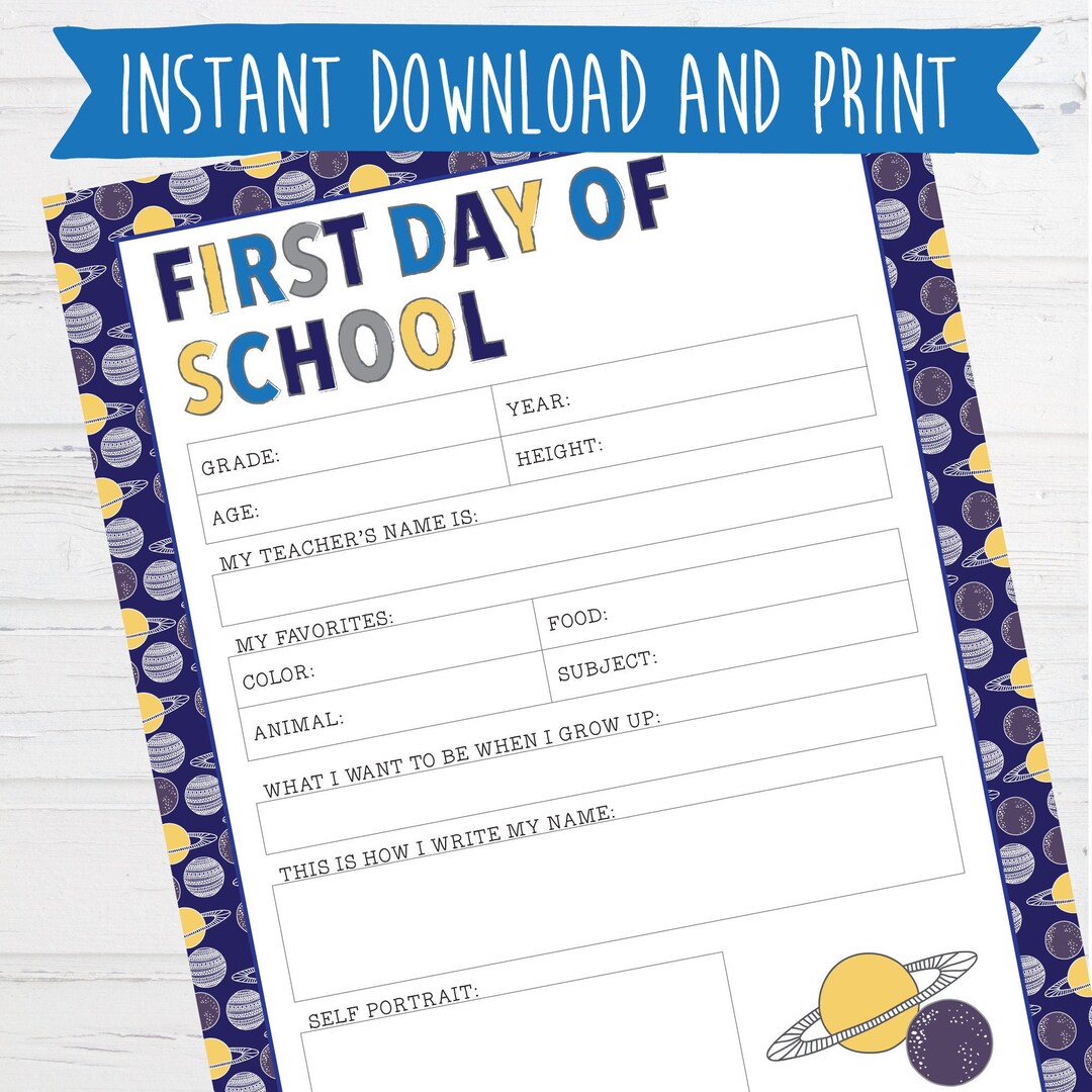 First Day of School Questionnaire | INSTANT Download | Worksheet | Back ...
