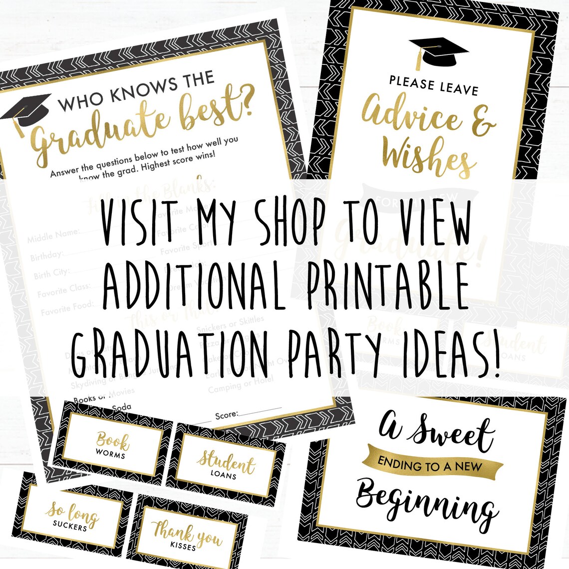 Graduation Candy Buffet Labels and Sign - Printable - Blue, Navy and ...