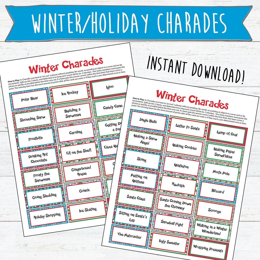 Holiday Charades Game | Christmas Party Games | INSTANT Download ...