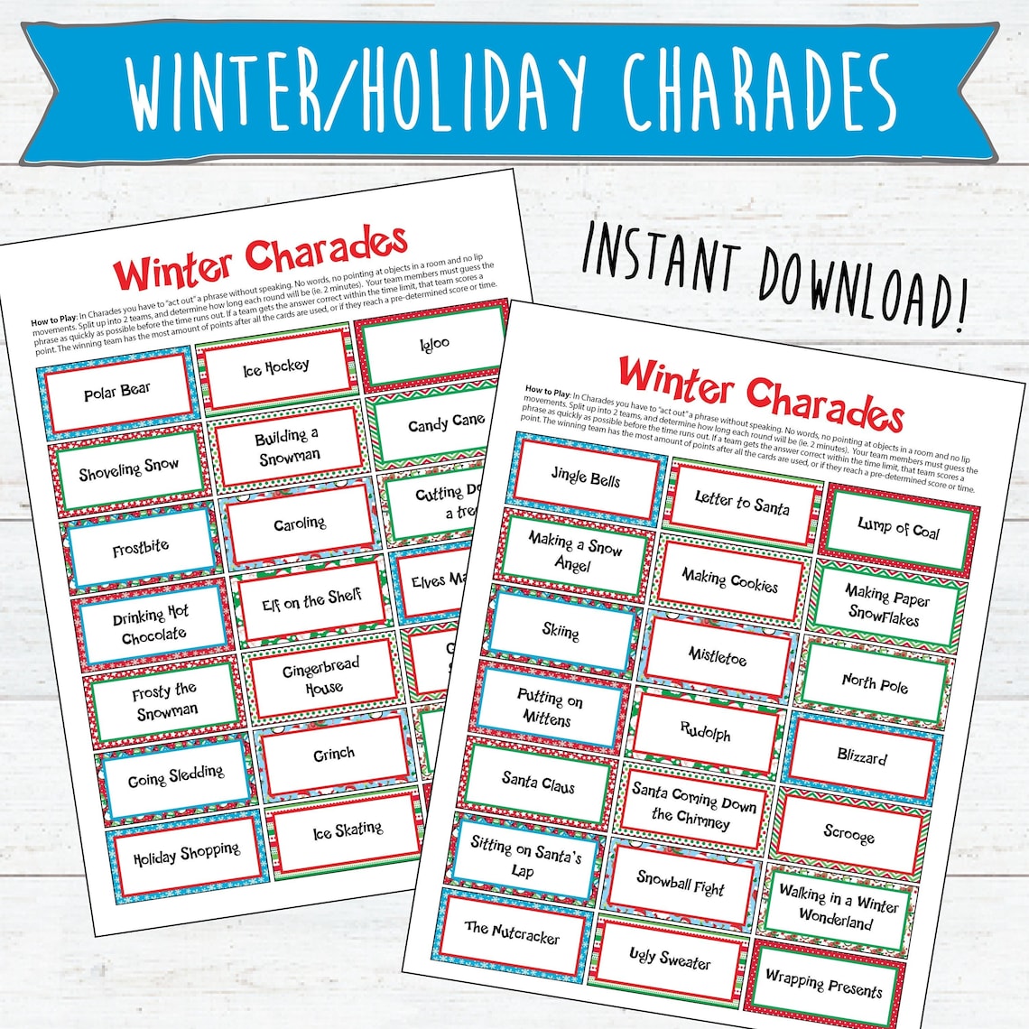 Holiday Charades Game | Christmas Party Games | INSTANT Download ...