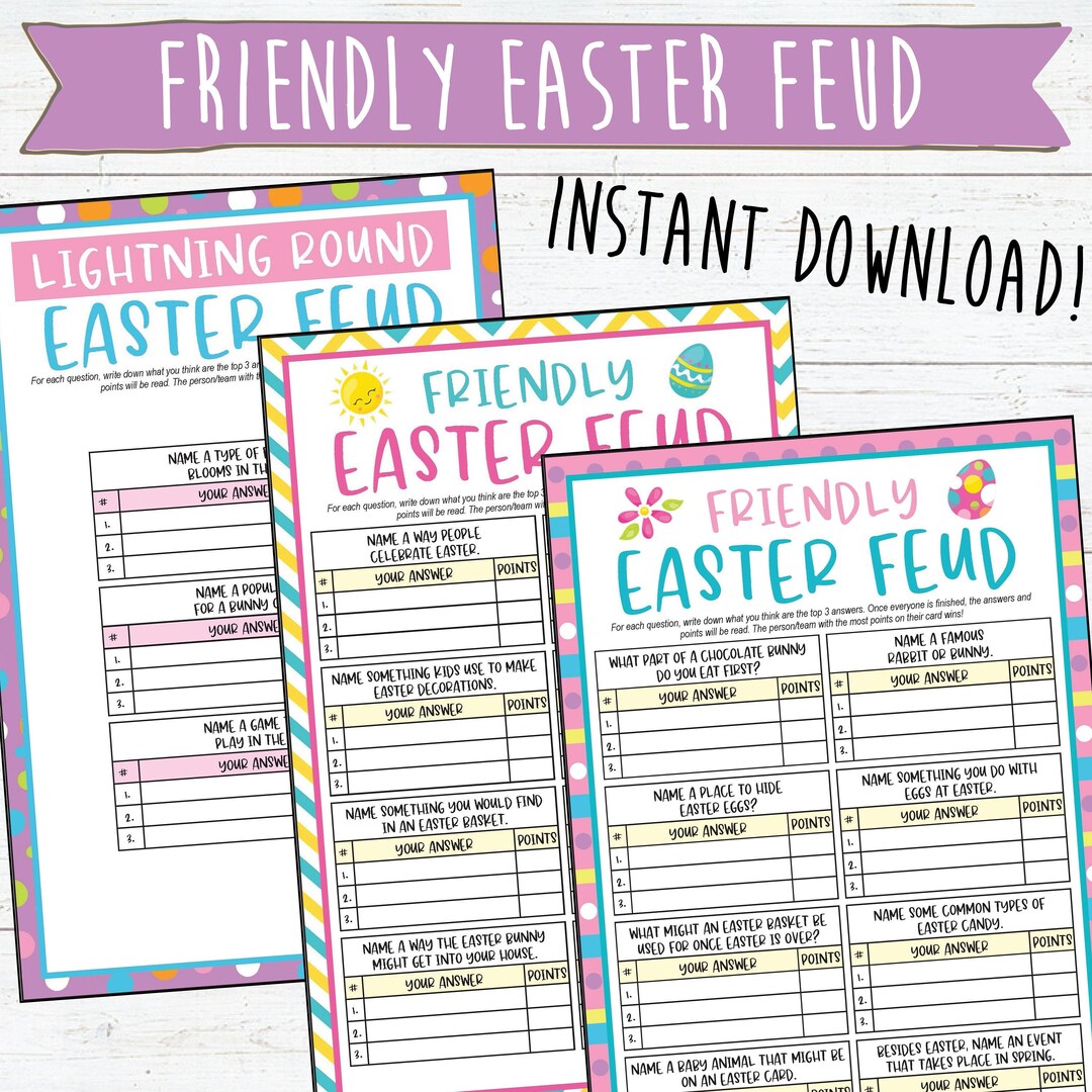 Easter Family Feud Game | Easter Printable Games | 16 Questions and ...