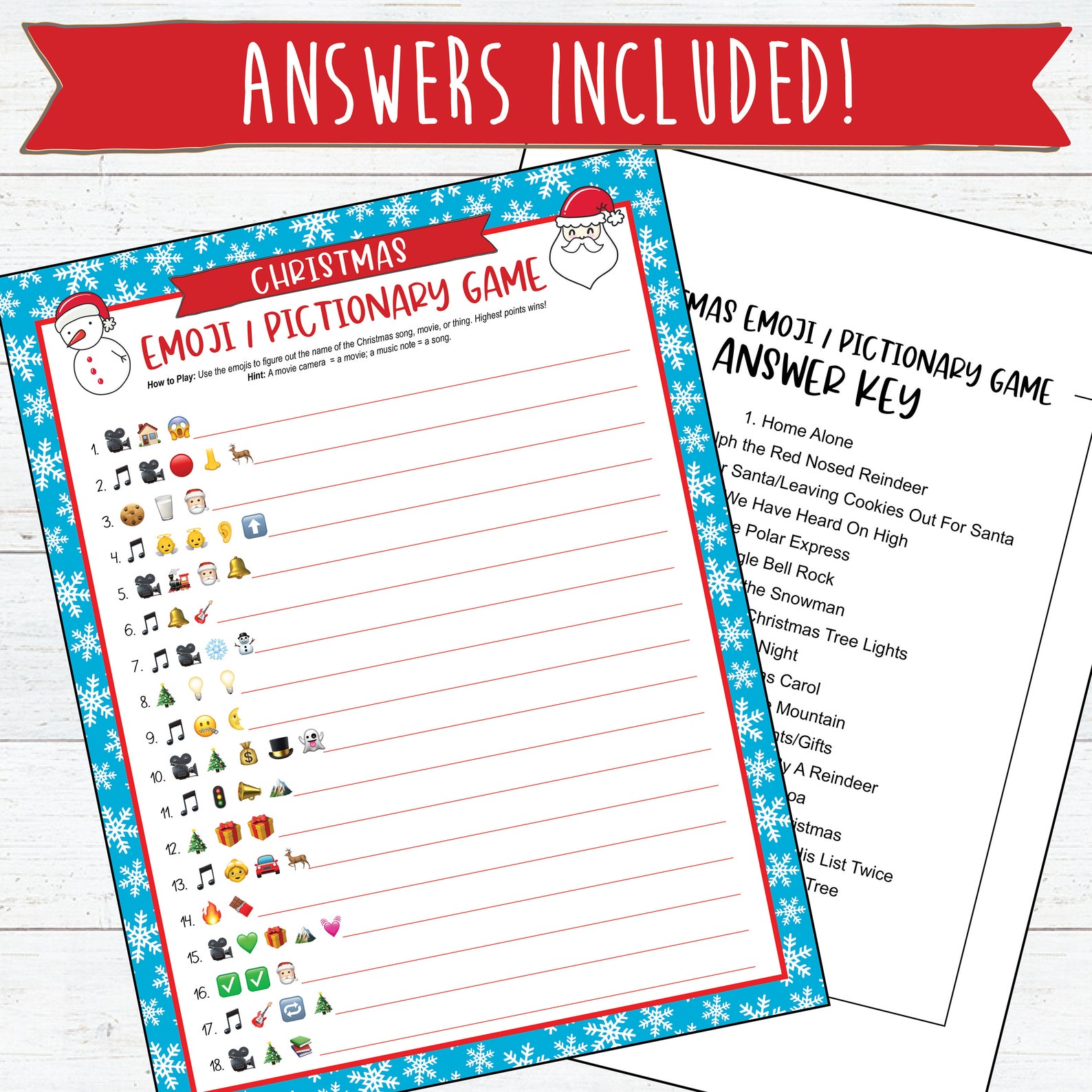 Christmas Emoji Pictionary Game | Christmas Party Games | Christmas ...