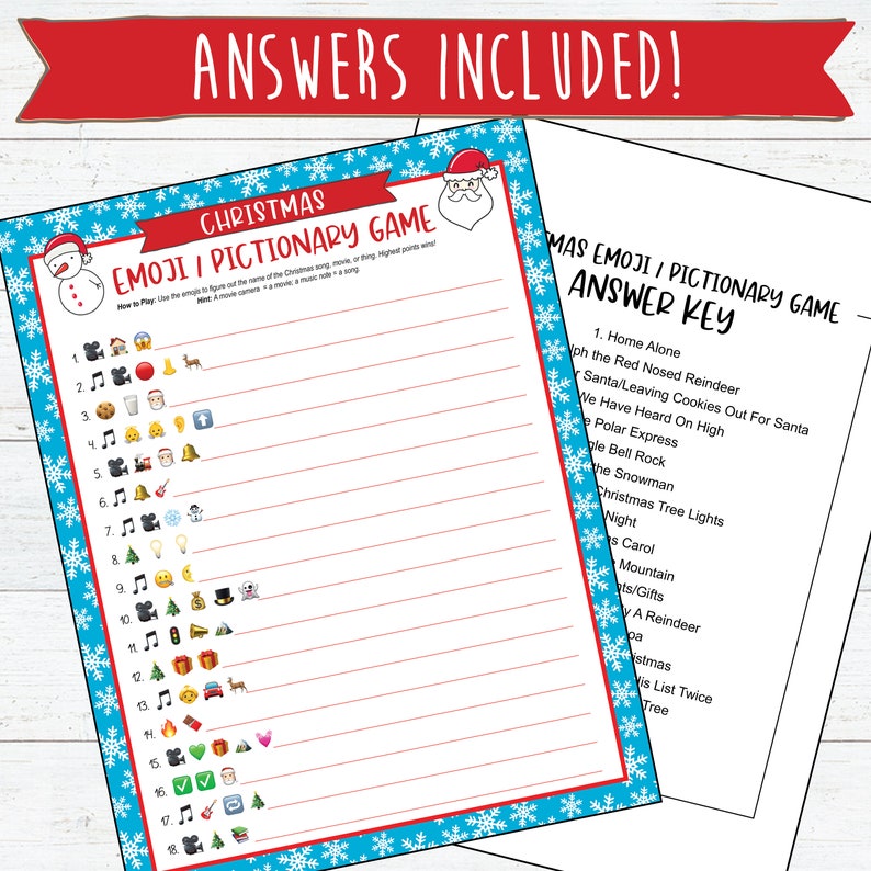 Christmas Emoji Pictionary Game | Christmas Party Games | Christmas ...