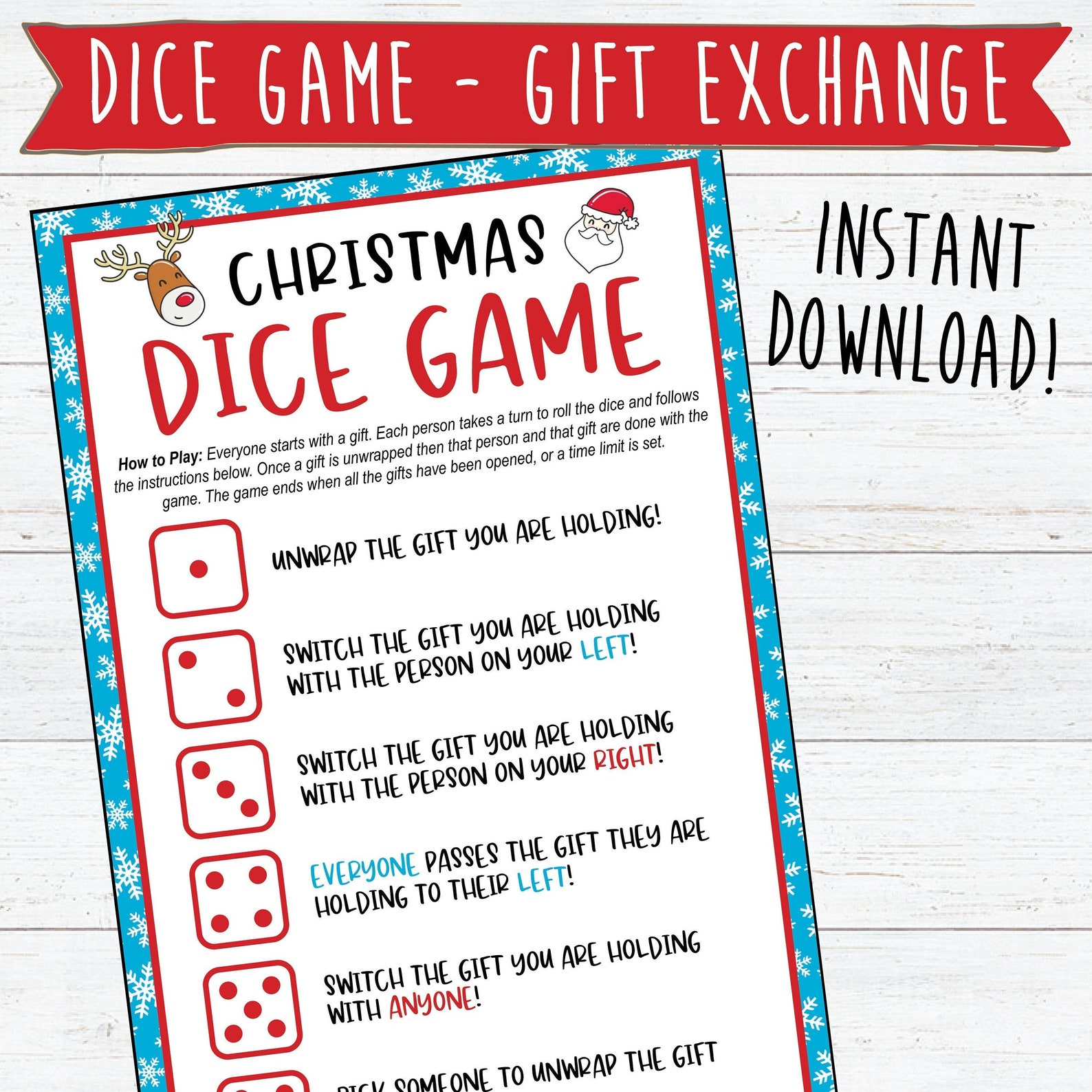 Christmas Party Gift Exchange Game Dice Game Christmas - Etsy