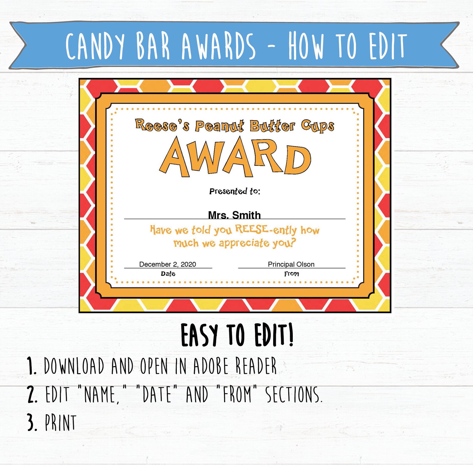 Candy Bar Award Certificates for Teachers | Teacher Appreciation Gifts ...