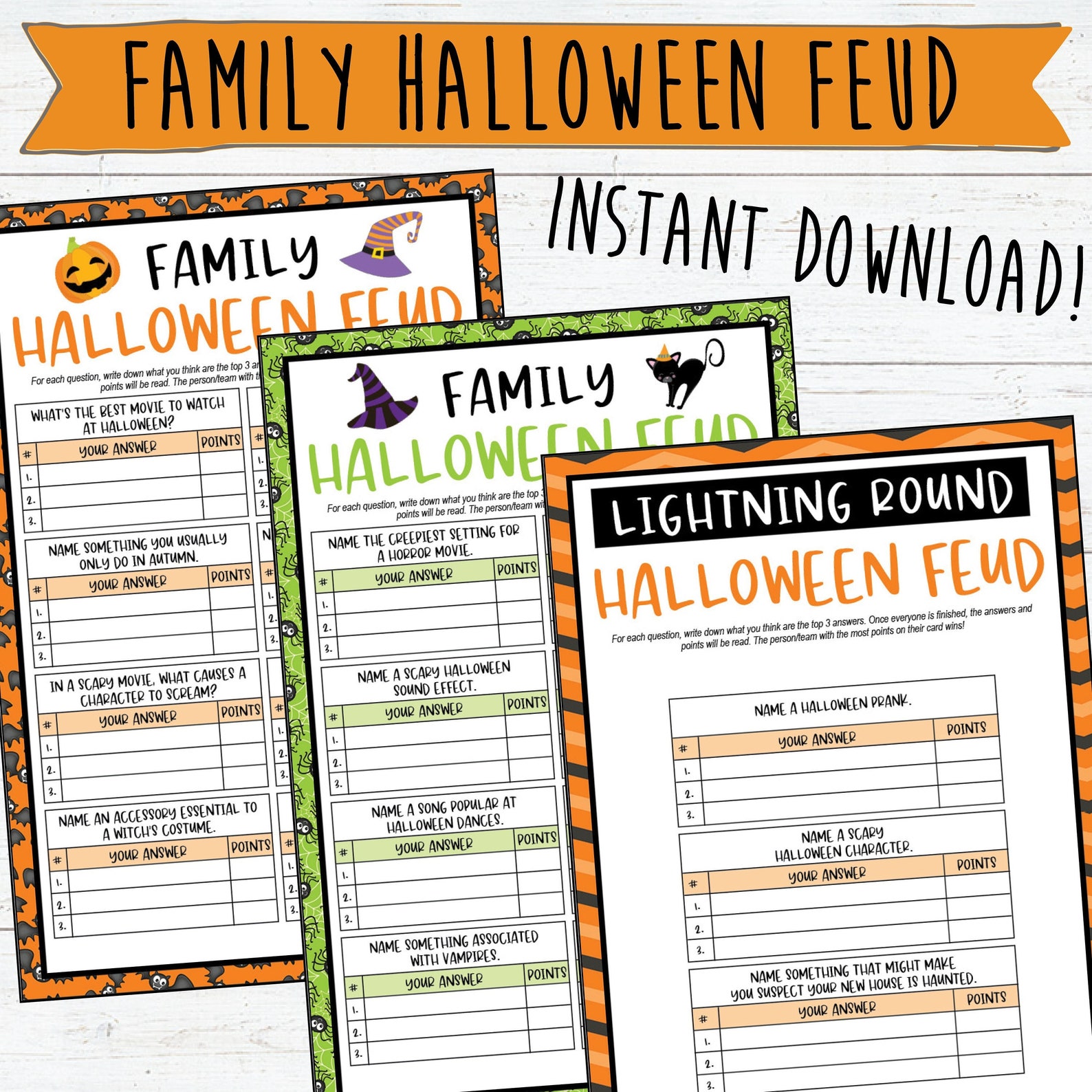 Family Halloween Feud Game | Halloween Games | 16 Questions and ...