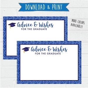 Graduate Advice and Wishes Cards With Matching Sign - PRINTABLE - Blue ...