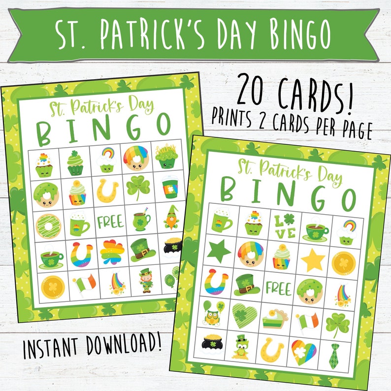 20 St. Patrick's Day Bingo Cards | Instant Download and Print | St ...