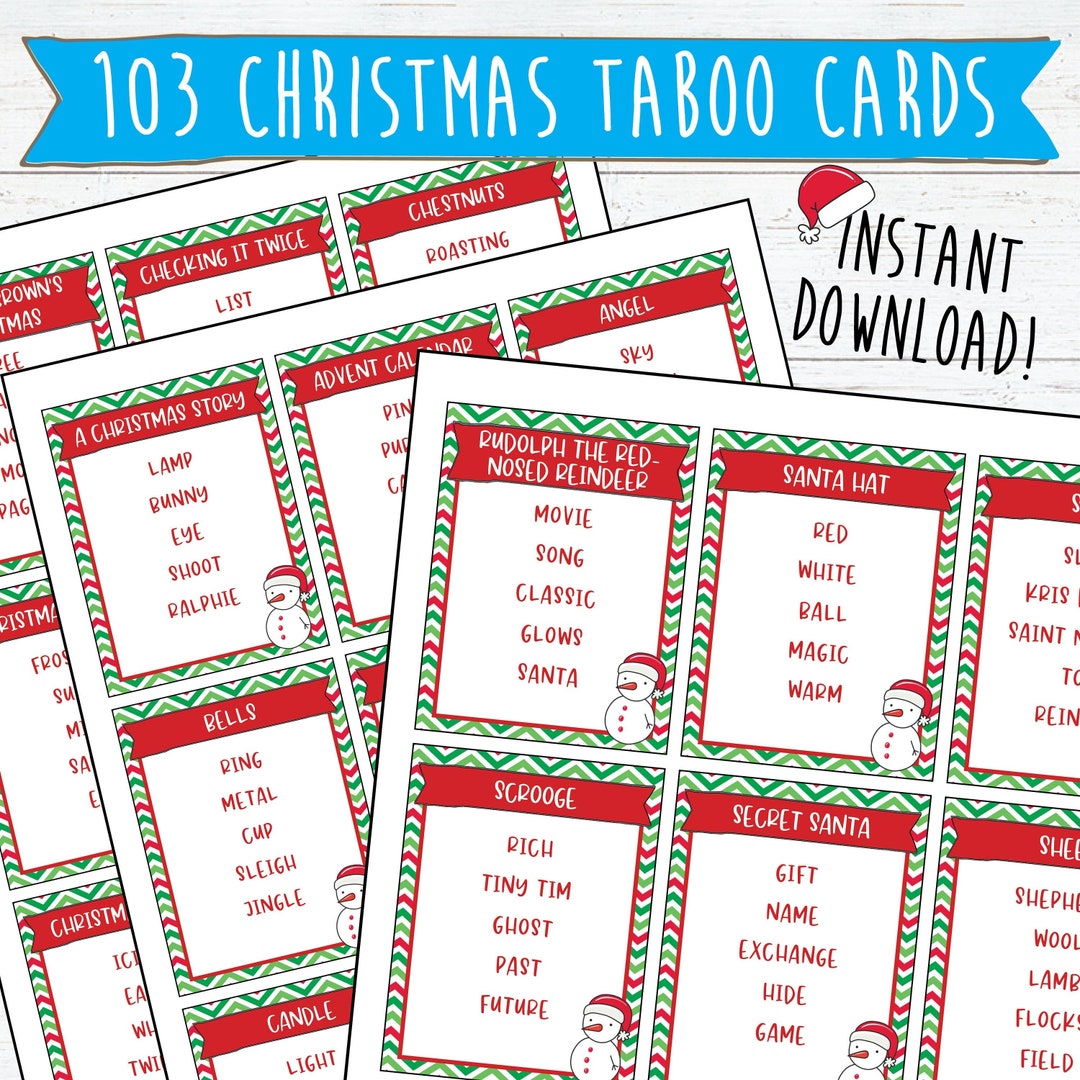 Christmas Taboo Game 103 Cards With Christmas Themed Words - Etsy
