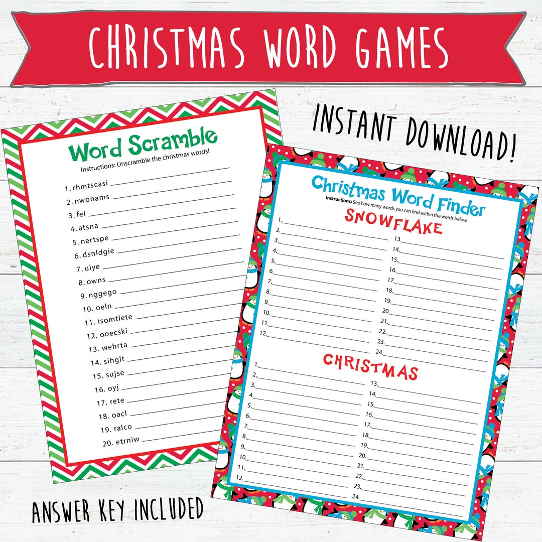 Christmas Word Games | Instant Download | Christmas Party | Kids ...