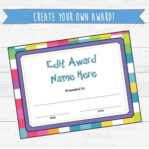 Classroom Award Certificates | Instant Download, Edit and Print ...