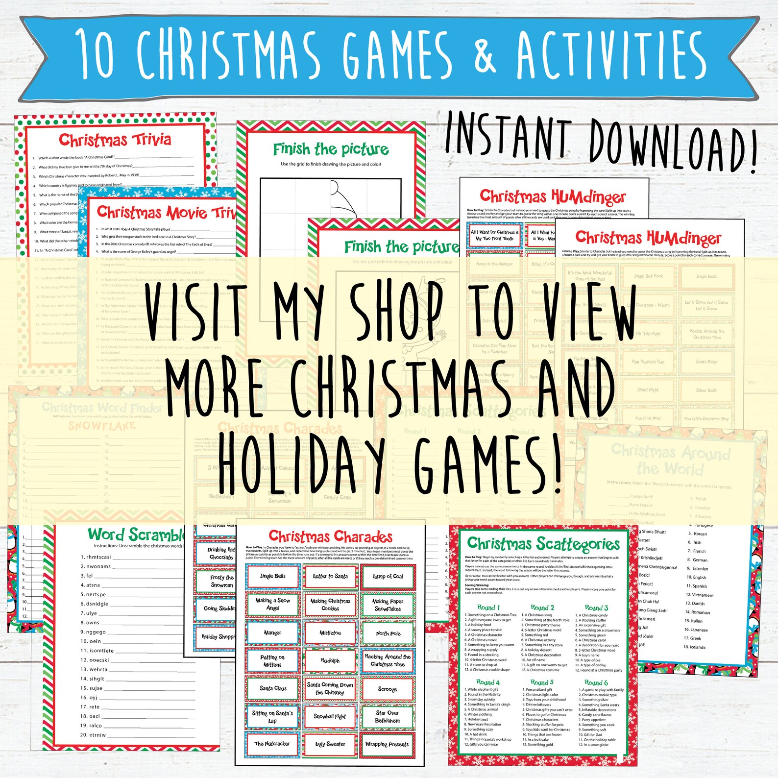 Holiday Charades Game | Christmas Party Games | INSTANT Download ...