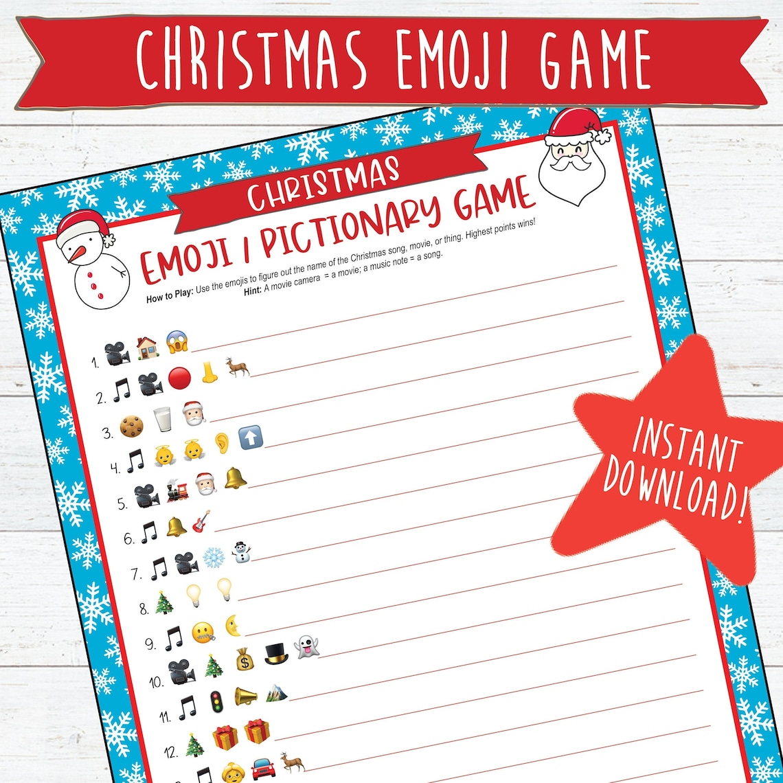 Christmas Emoji Pictionary Game | Christmas Party Games | Christmas ...
