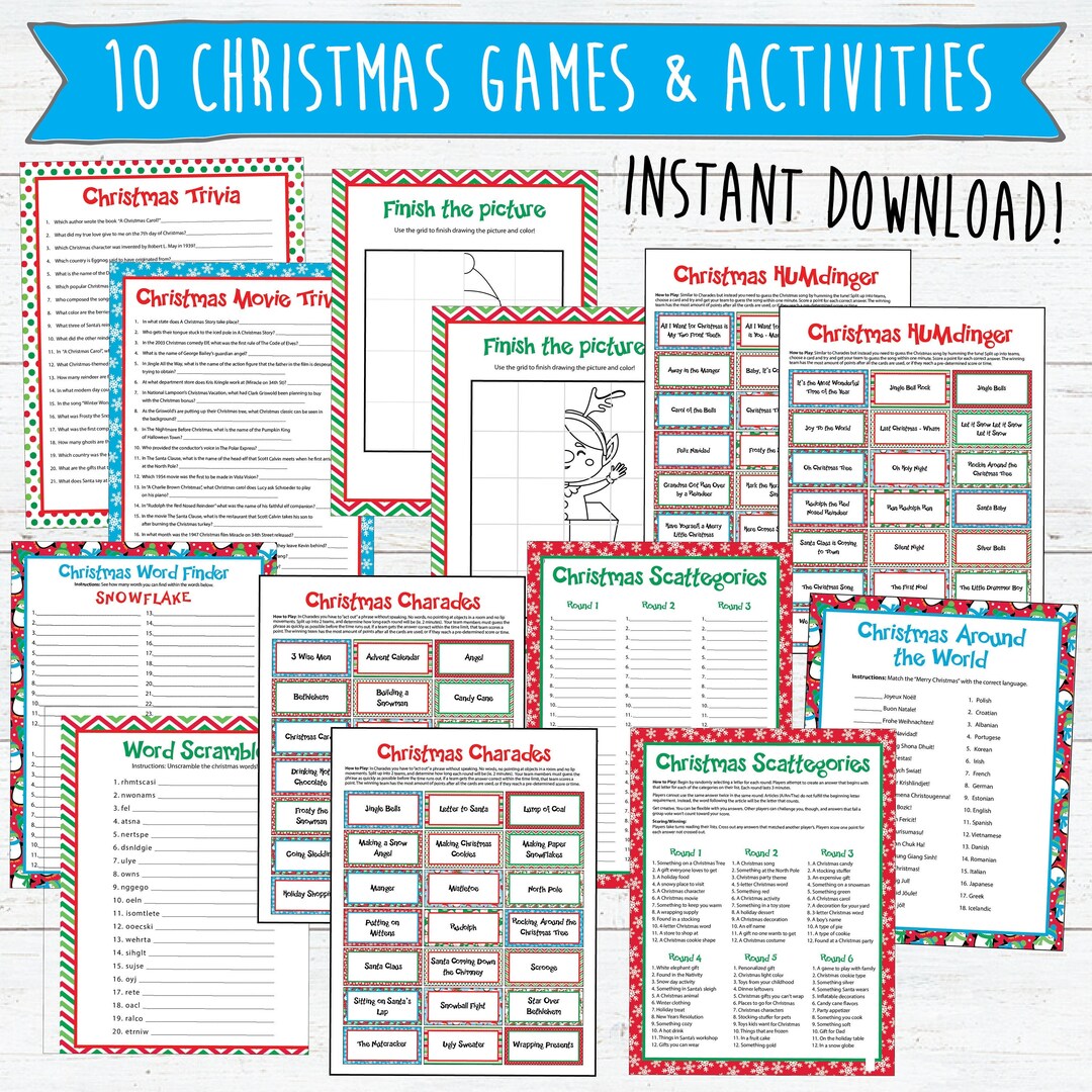 Christmas Games Printable Christmas Trivia Christmas - Etsy
