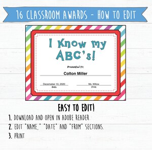 Classroom Award Certificates | Instant Download, Edit and Print ...