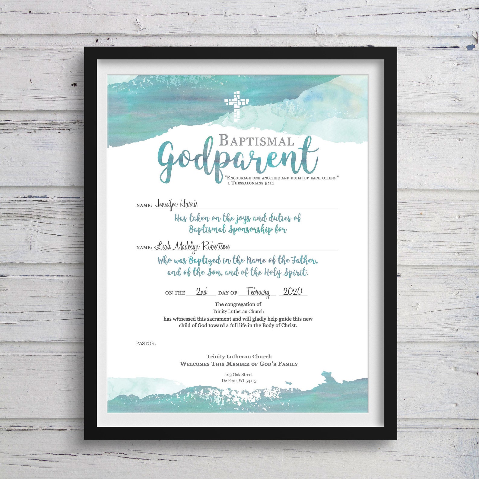 Baptism Godparent Certificate Printable | Instant Download | Church ...