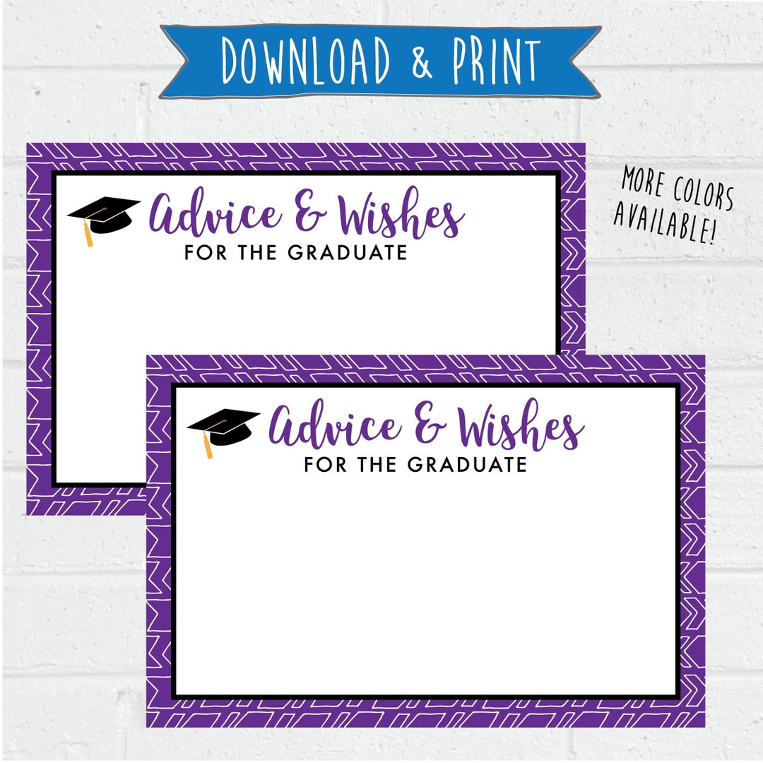 Graduate Advice and Wishes Cards With Matching Sign - PRINTABLE ...