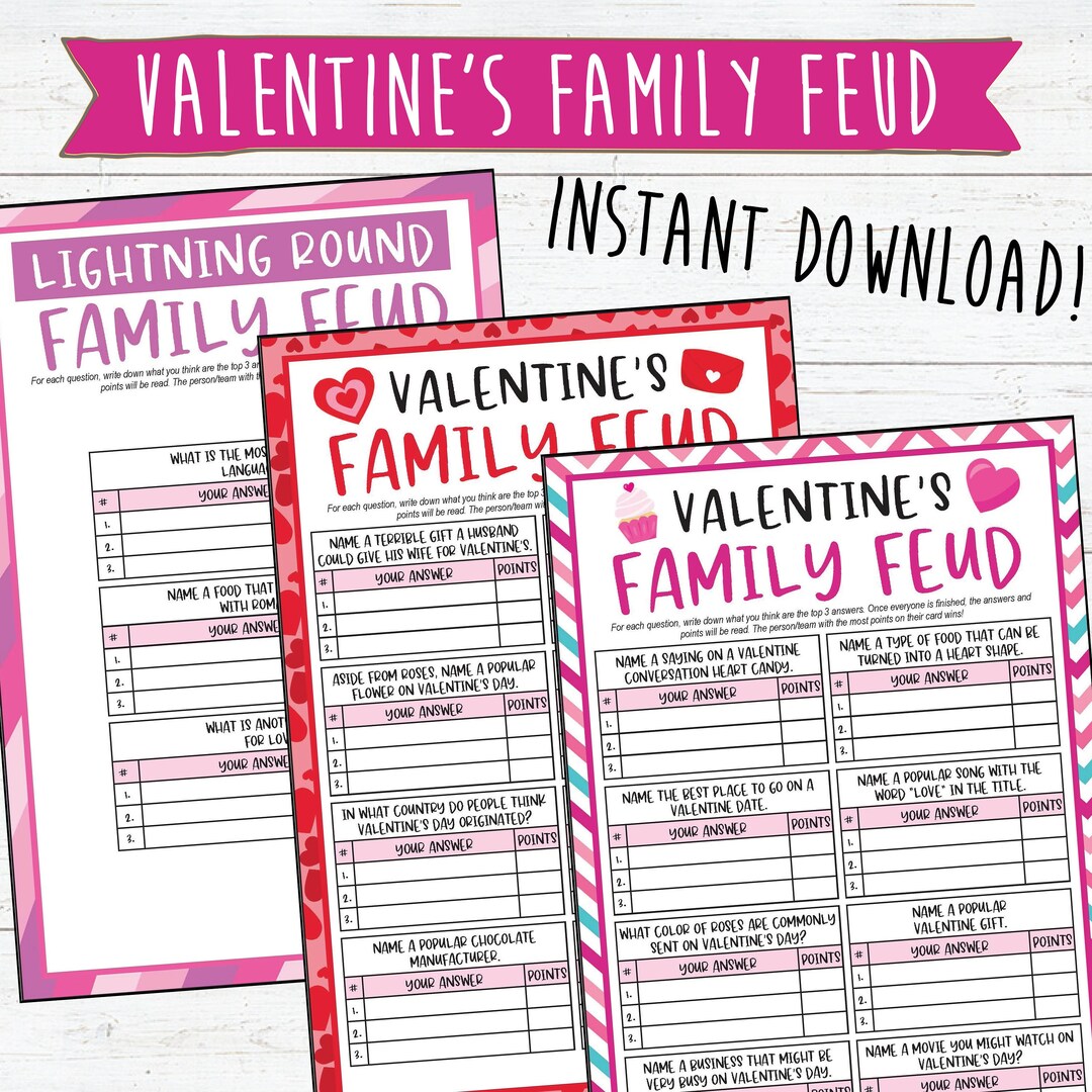 Valentine's Family Feud Game, 16 Questions and Lightning Round ...