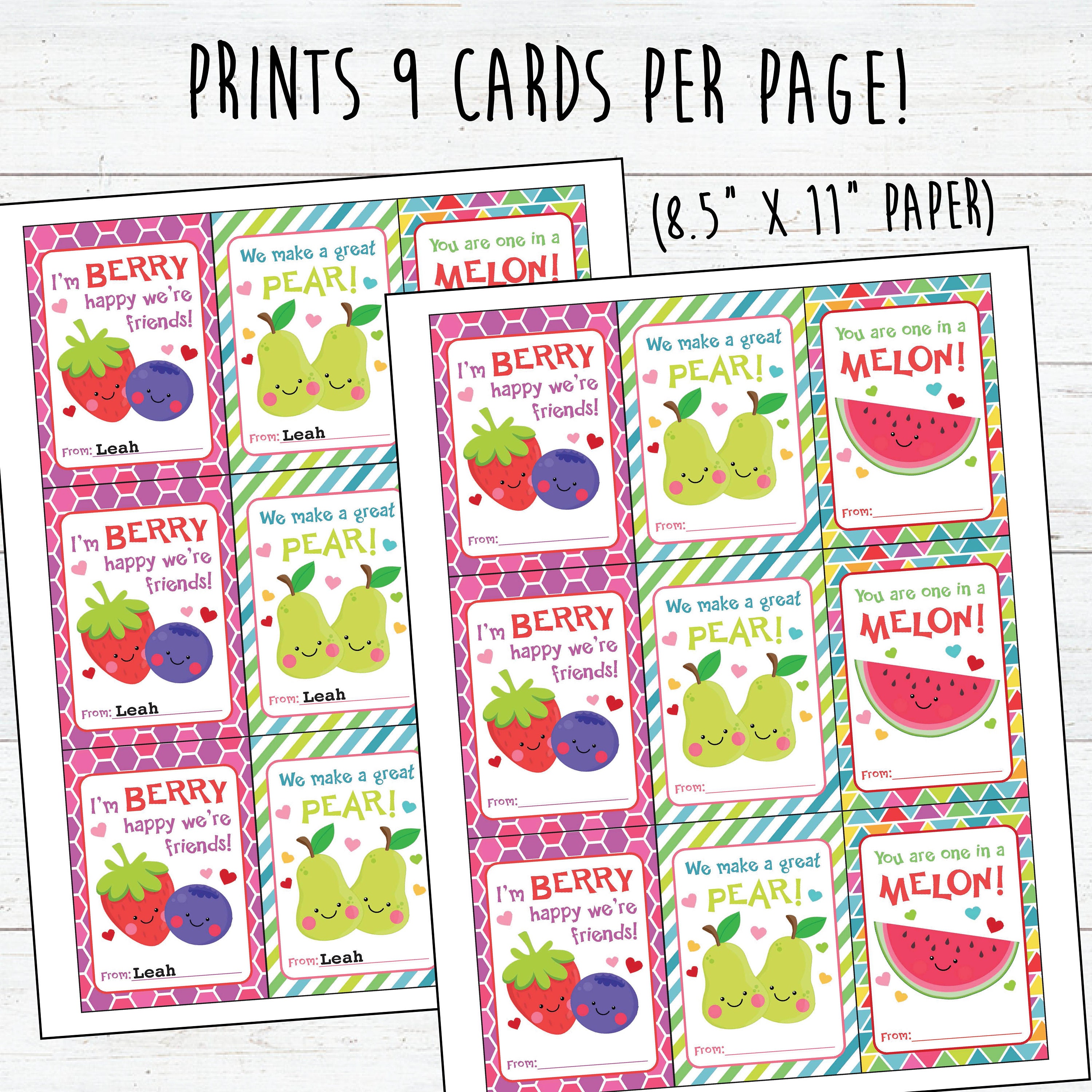 Fruit Snacks Valentine's Tag, Valentine's Day Cards for Kids, Classroom ...