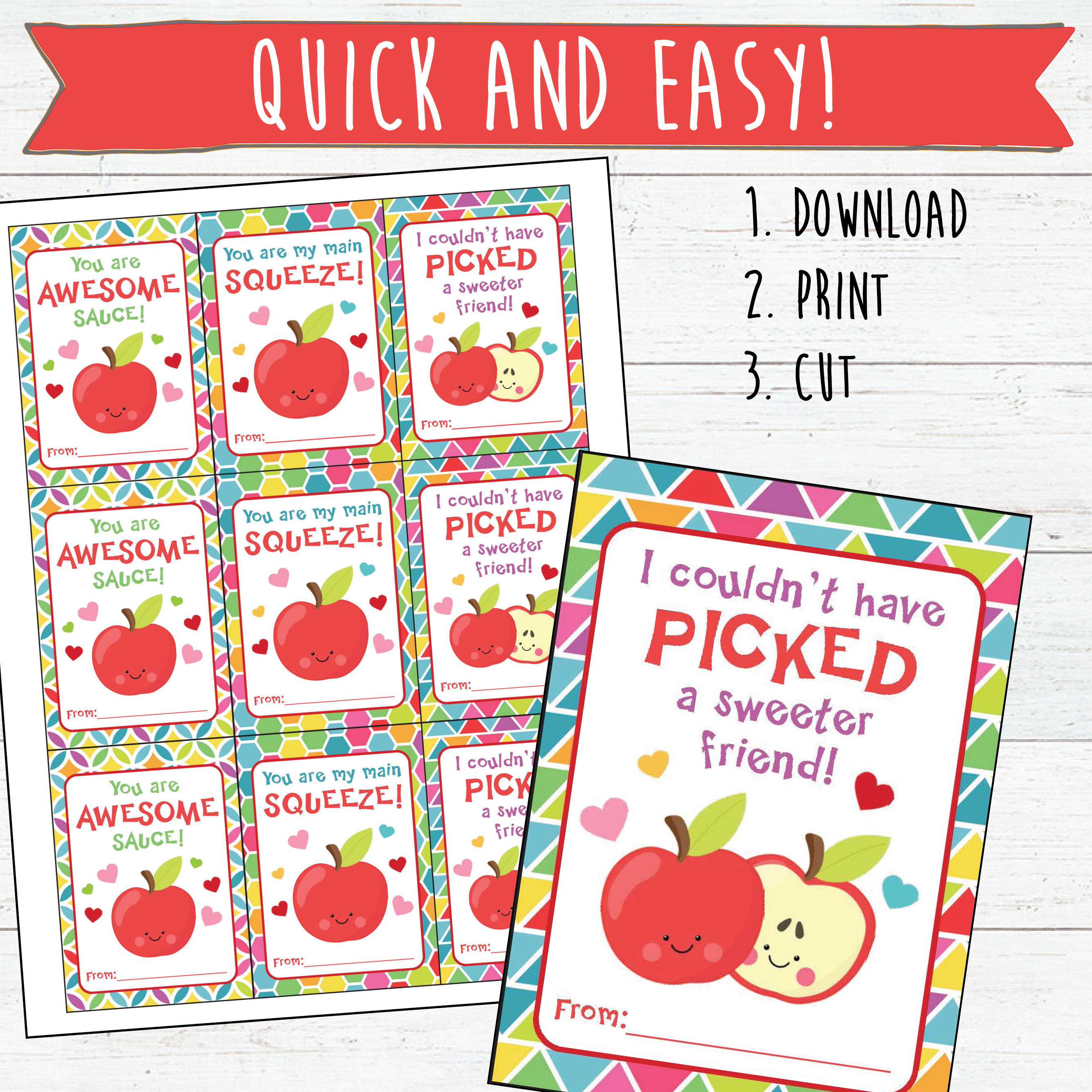 Applesauce Valentine Cards, CUTE Preschool Valentine's Cards, Valentine ...