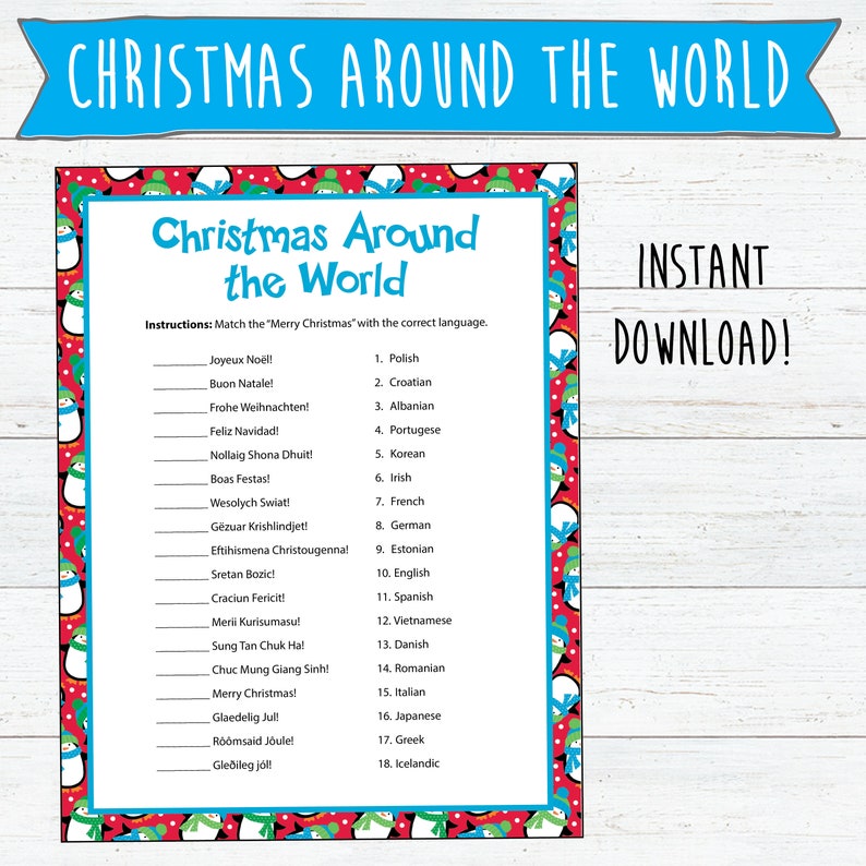 Printable Christmas Matching Games | Christmas Around the World ...