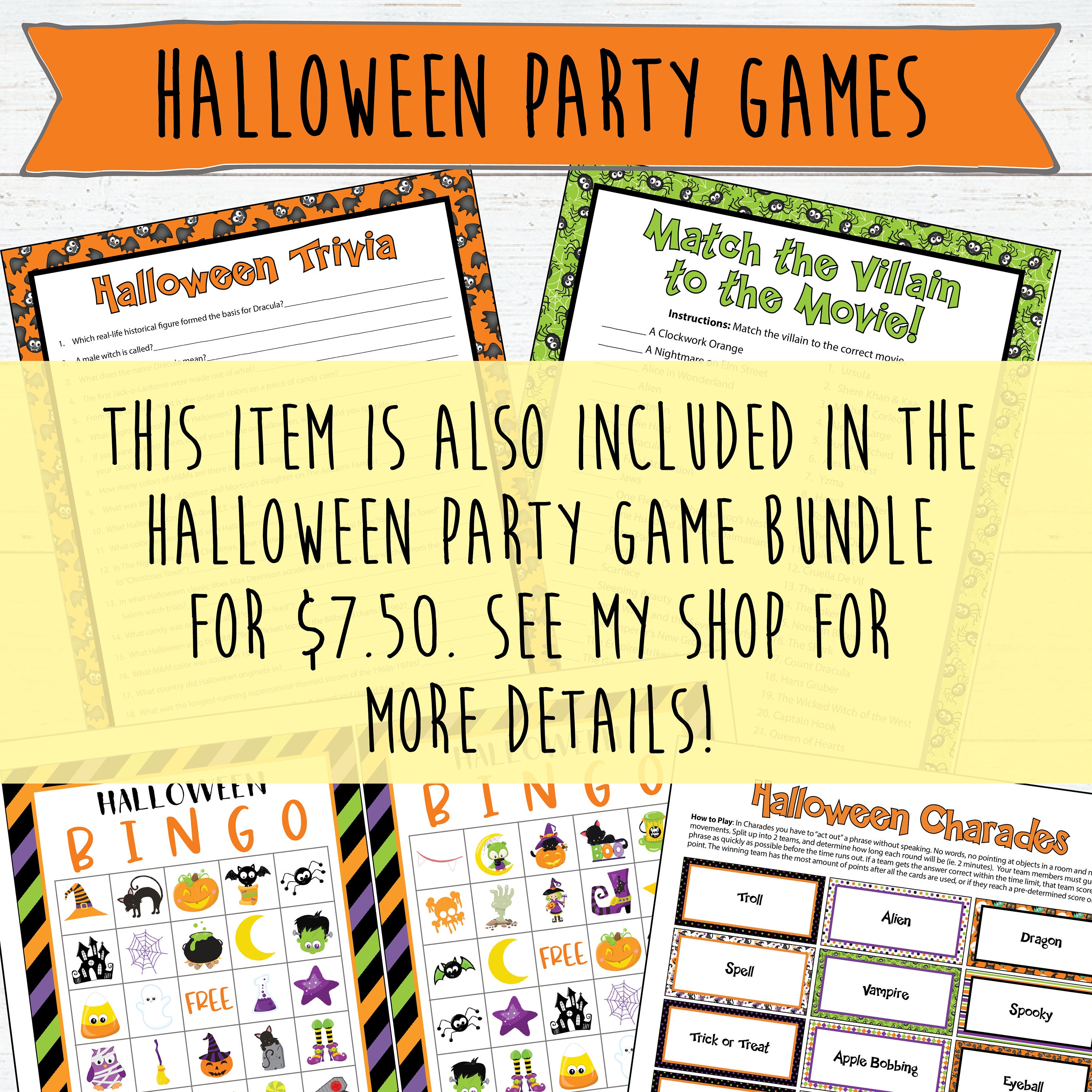 Halloween Charades Game | Halloween Party Games | INSTANT Download ...
