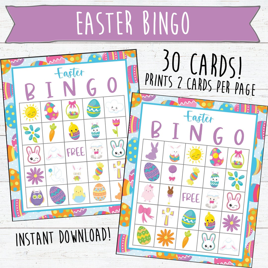 Easter Bingo Cards 30 Cards Instant Download and Print Easter Games ...