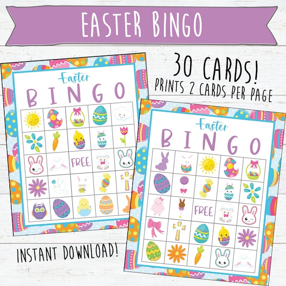Easter Bingo Cards 30 Cards Instant Download and Print | Etsy