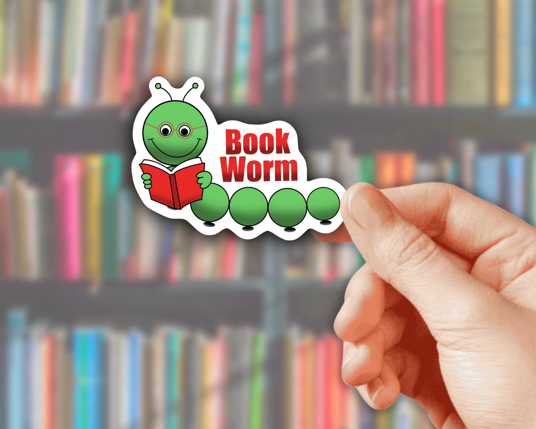Bookworm Decal Sticker - Etsy