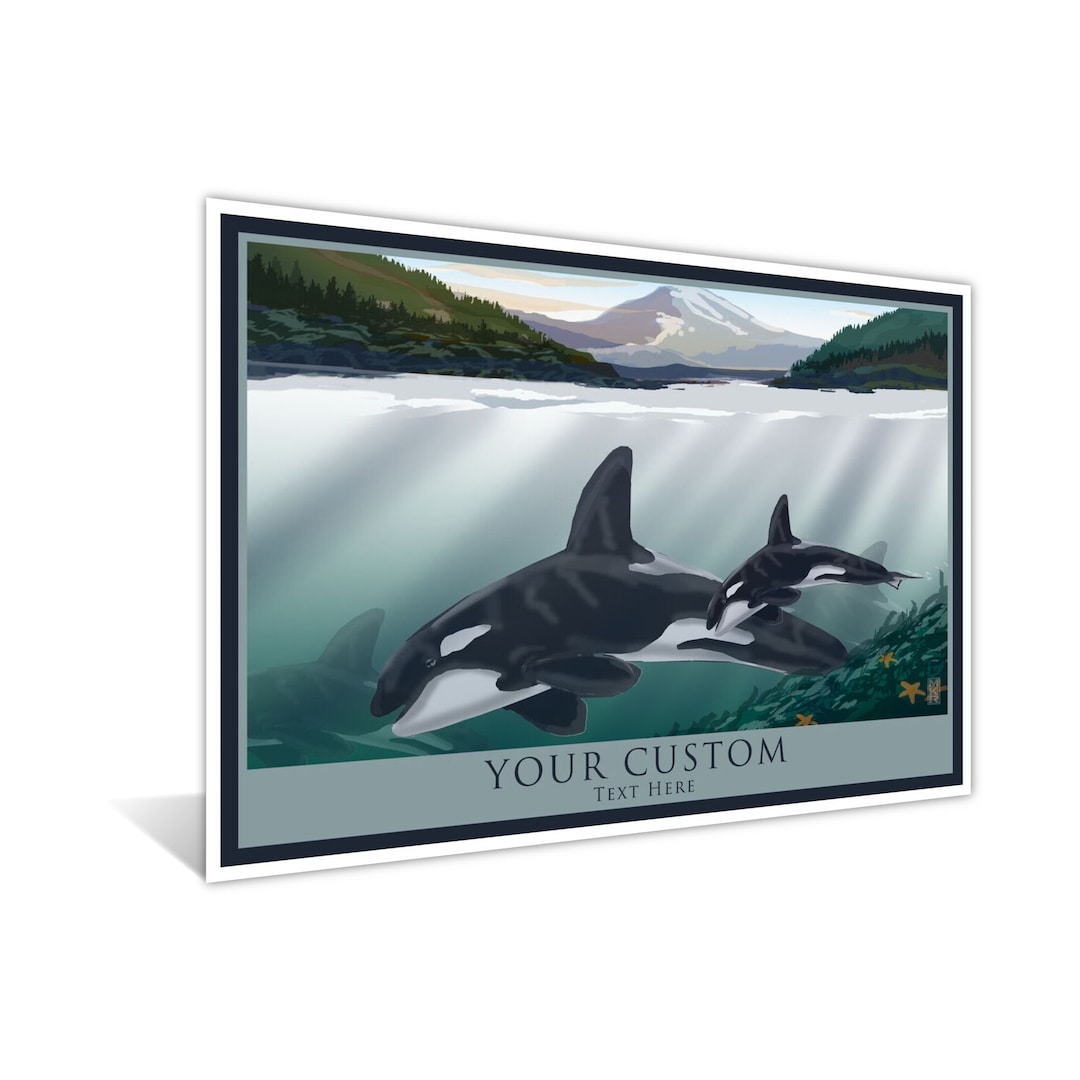 Custom & Personalized Orca Pod Puget Sound Giclee Art Print Poster by ...
