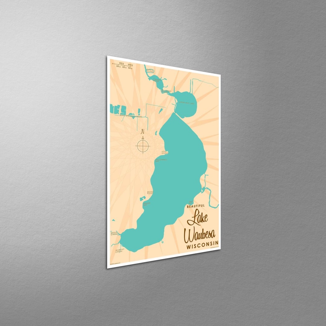 Lake Waubesa Wisconsin Map Giclee Art Print Poster From Illustration by ...