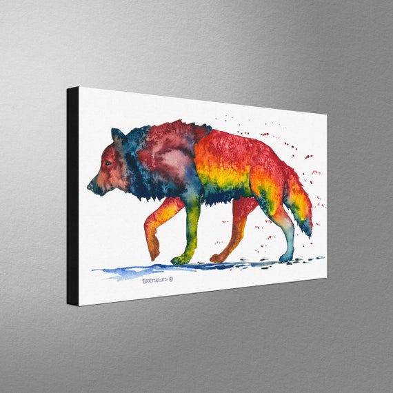 Watercolor Wolf Rainbow
