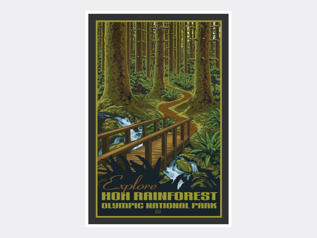 Hoh Rain Forest Giclee Art Print Poster From Travel Artwork by Artist ...