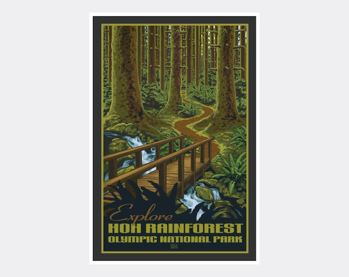 Hoh Rain Forest Giclee Art Print Poster From Travel Artwork by Artist ...
