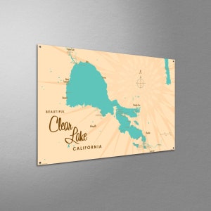 Clear Lake California Map Giclee Art Print Poster From Illustration by ...