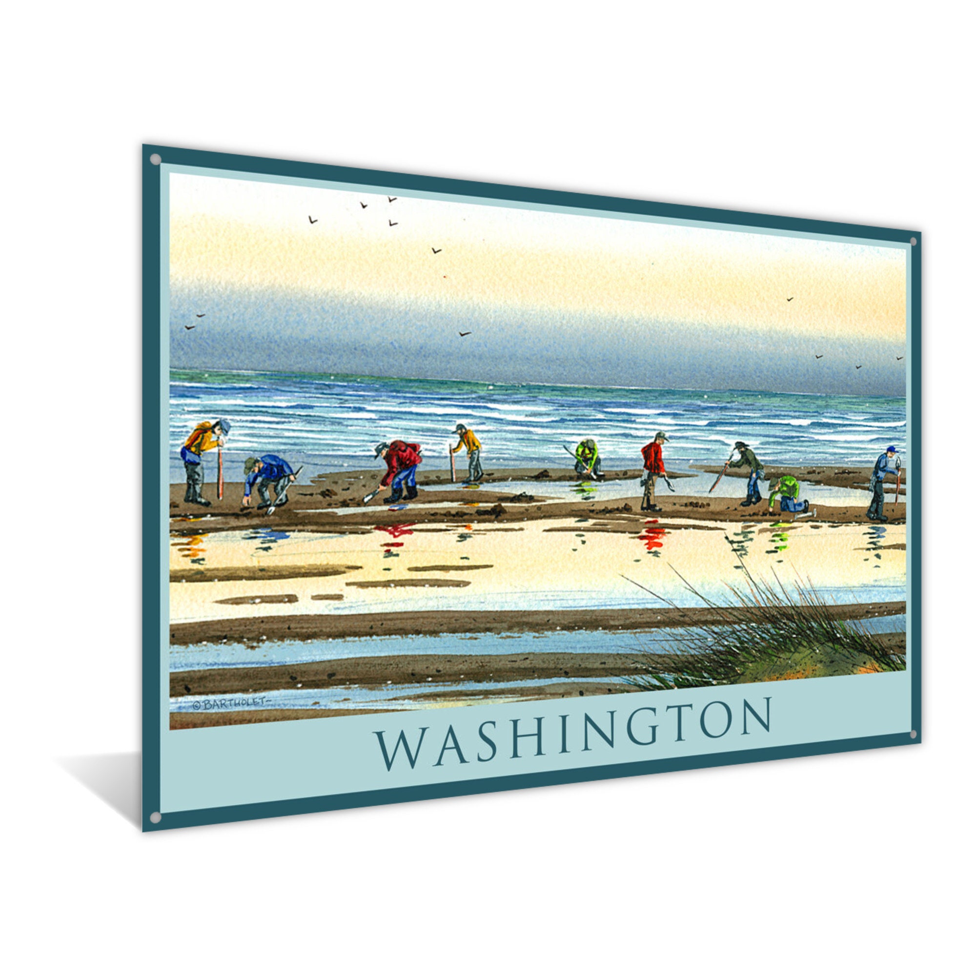 Home Décor Wall Décor Wall Hangings Washington Clam Digging Giclee Art ...