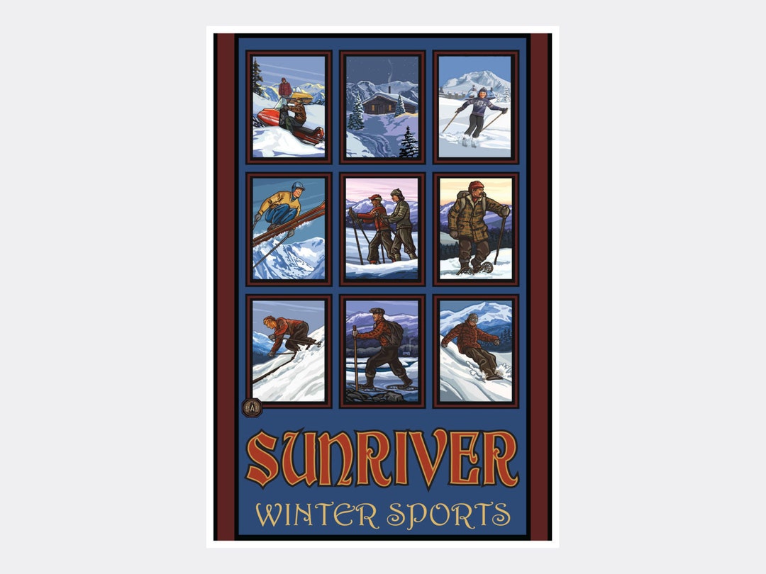 Sunriver Oregon Winter Sports Collage Giclee Art Print Poster From ...