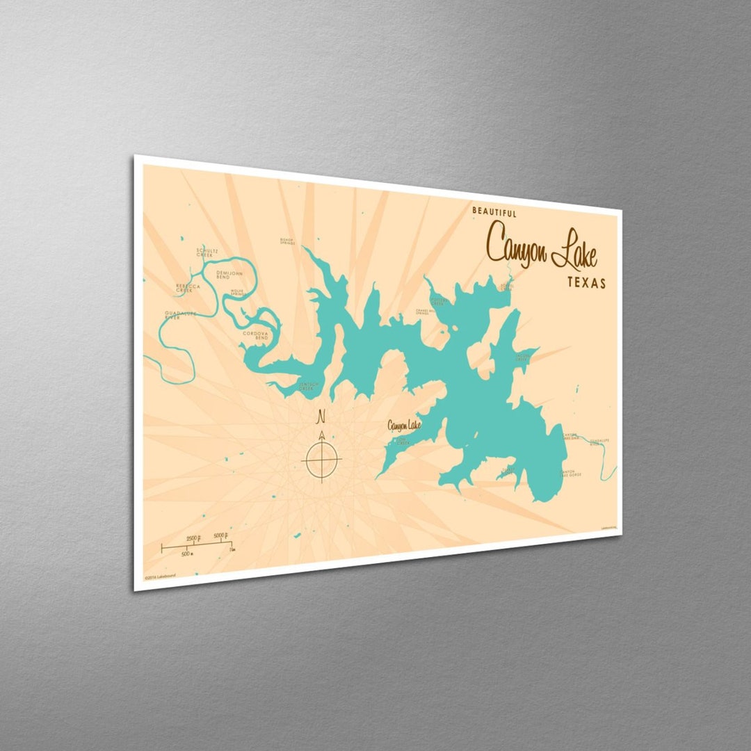 Canyon Lake Texas Map Giclee Art Print Poster From Illustration by ...