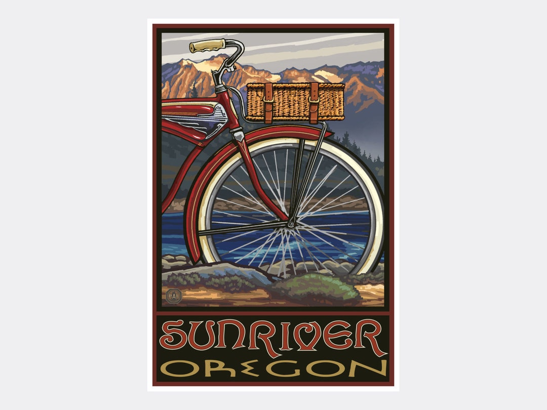 Sunriver Oregon Bike Art Print: Vintage Travel Poster by Paul A ...