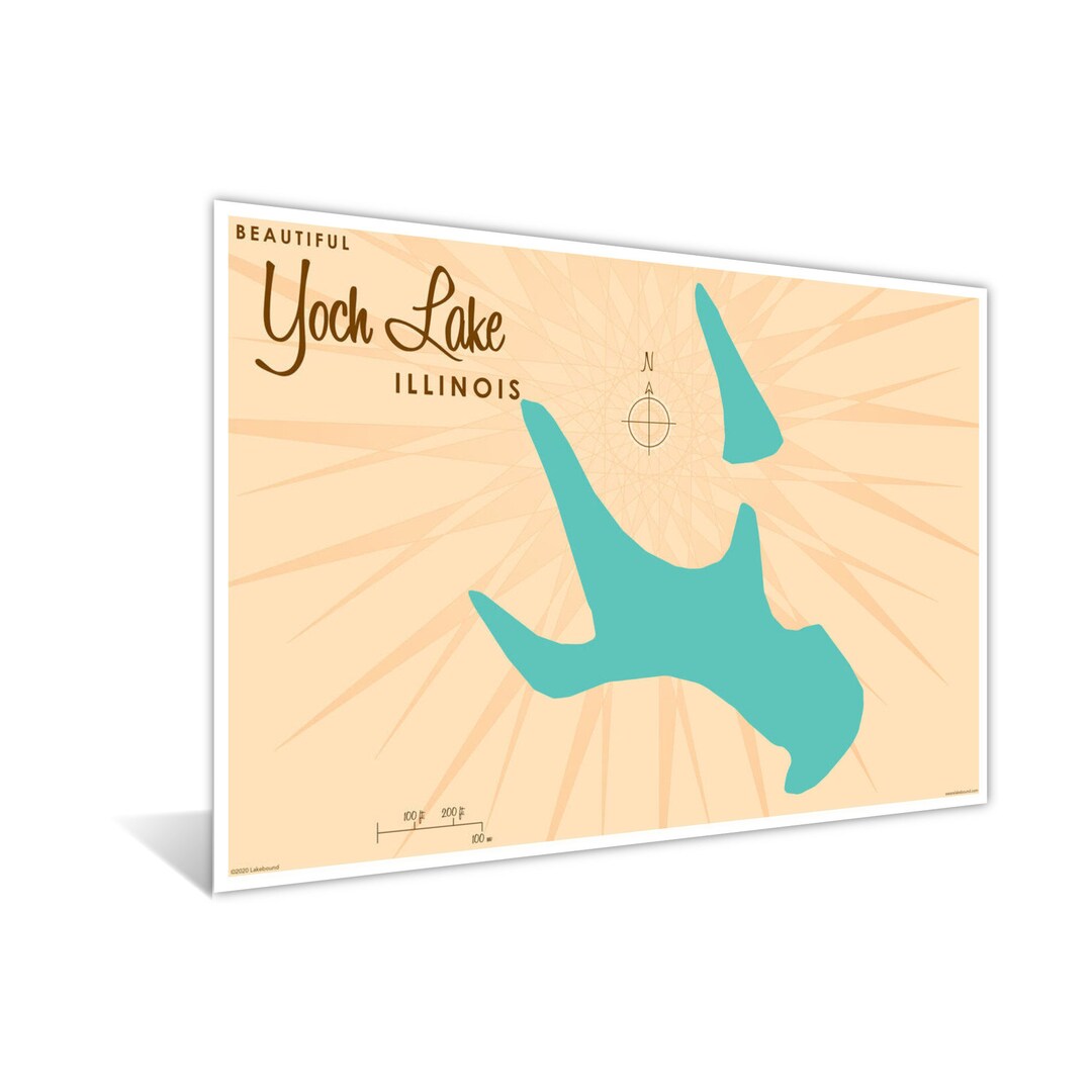 Yoch Lake Illinois Map Giclee Art Print Poster From Illustration by ...
