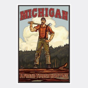 Michigan Lumberjack Hills Giclee Art Print Poster From Travel Artwork ...