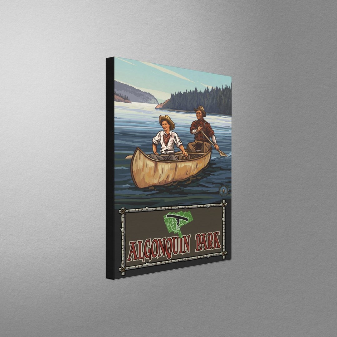 Algonquin Park Canoe Art: Vintage Canada Travel Poster, Canvas Print - Etsy