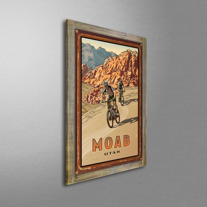 Moab Utah Bikers Giclee Art Print Poster From Travel Artwork - Etsy
