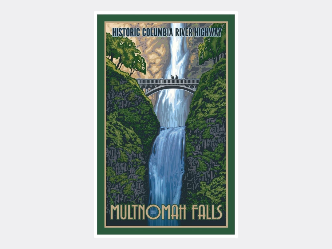 Multnomah Falls Giclee Art Print Poster From Original Travel Artwork by ...